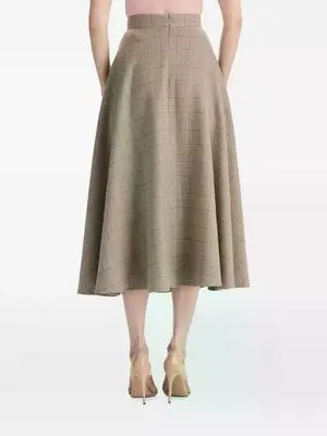 Oscar De La Renta Plaid A-line Midi Skirt