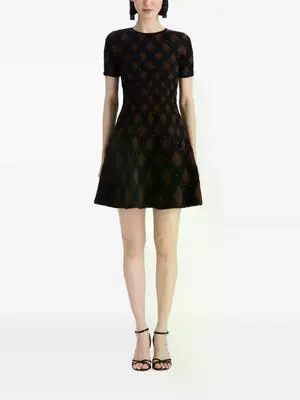 Oscar De La Renta Argyle Sequin-embellished Flared Mini Dress - Blue