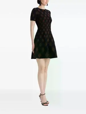 Oscar De La Renta Argyle Sequin-embellished Flared Mini Dress