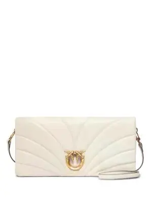 Pinko Love Birds Quilted Leather Shoulder Bag - Neutrals