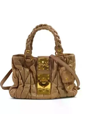 Miu Miu Matelassé Coffer 2-way Shoulder Bag - Neutrals
