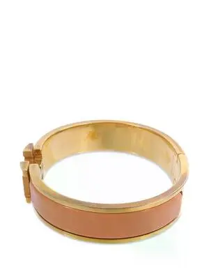 Hermès Plated Metal And Enamel Hinged Bracelet - Gold