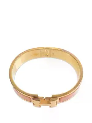 Hermès Plated Metal And Enamel Hinged Bracelet