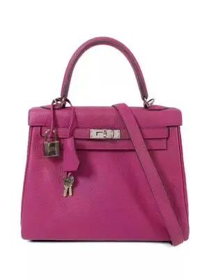Hermès 25 Kelly Two-way Handbag In Togo Leather - Pink
