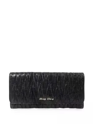 Miu Miu Matelassé Leather Wallet - Black