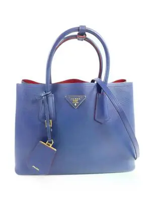Prada Saffiano Leather Tote Bag - Blue