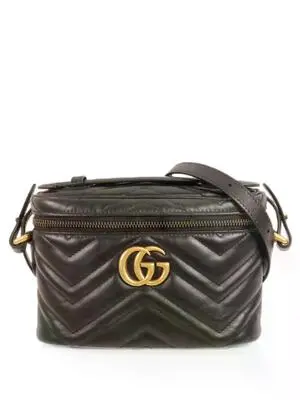 Gucci Leather Matelassé Mini Marmont Tote Bag - Black