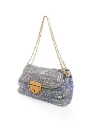 Prada Tweed Chain-link Shoulder Bag