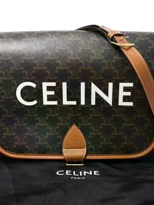 Celine Triomphe Logo Print Messenger Bag