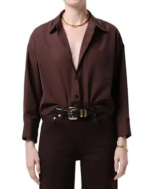 Citizens Of Humanity Petit Ami Shirt White Cotton - Brun