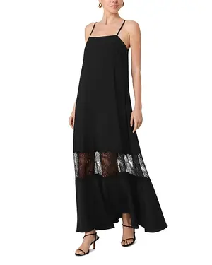 French Connection Quinn Crepe Lace Maxi Dress - Black