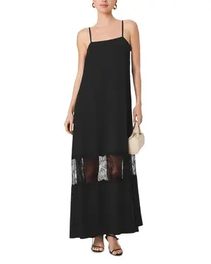 French Connection Quinn Crepe Lace Maxi Dress - Black