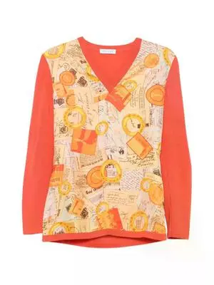 Celine 2000s Postcard-print Silk Sweater