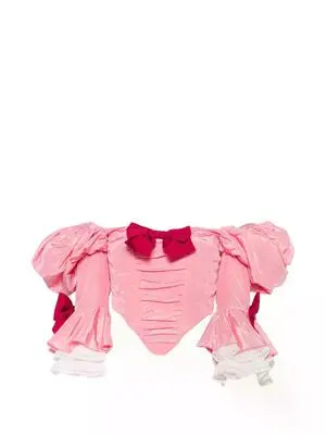 Moschino 2020 Bow-detail Ruffled Top - Pink