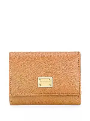 Dolce & Gabbana Dauphine Logo-plaque Pebbled-leather Wallet - Brown