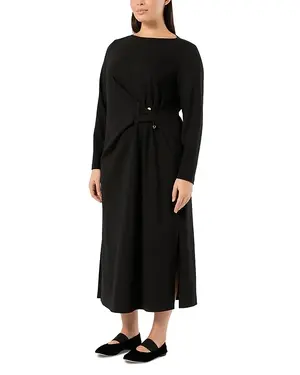 Marina Rinaldi Long Sleeve Midi Dress With Button Detail