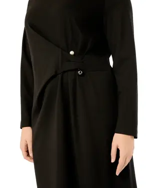 Marina Rinaldi Long Sleeve Midi Dress With Button Detail