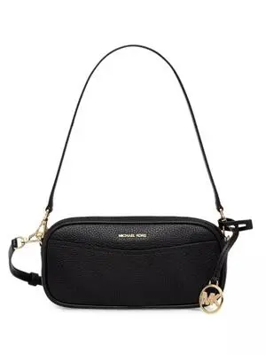 Michael Kors Logo-plaque Pebbled-leather Shoulder Bag - Black