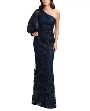 Mac Duggal Petite One Sleeve Embellished Gown