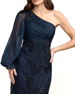 Mac Duggal Petite One Sleeve Embellished Gown