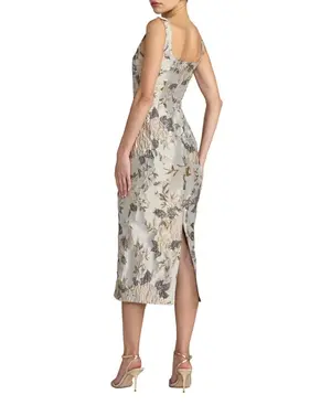 Mac Duggal Floral Brocade Midi Dress