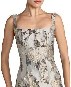 Mac Duggal Floral Brocade Midi Dress