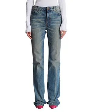 Balmain Straight-leg Faded Denim Jeans - Blue