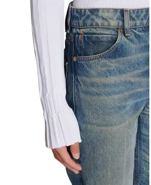 Balmain Straight-leg Faded Denim Jeans