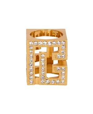 Balmain Pb 3d Rhinestone Cube Ring