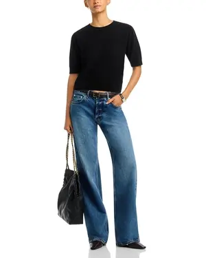 FRAME Gathered Honeycomb Cashmere Sweater - Black
