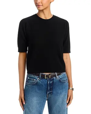 FRAME Gathered Honeycomb Cashmere Sweater - Black