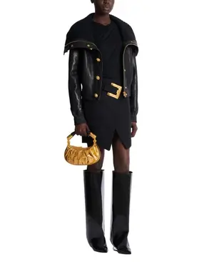 Balmain Lambskin And Knit Bomber Jacket