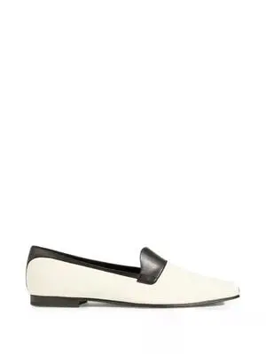 Khaite Leather-trimmed Canvas Loafers - Neutrals
