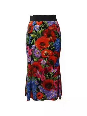 Dolce & Gabbana Floral-print Silk Midi Skirt