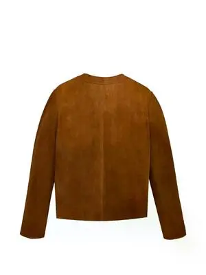Saint Laurent Short Jacket In Suede Lambskin - Brown