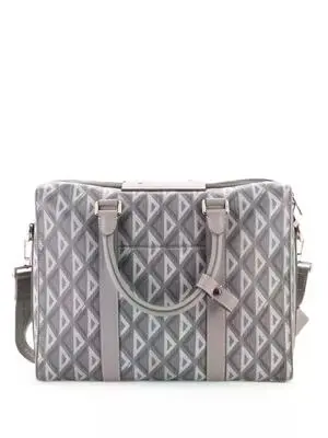 Dior Lingot Briefcase Cd Diamond Coated Canvas And Leather Business Bag - Grey