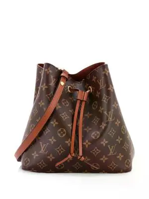 LOUIS VUITTON Neonoe Handbag Monogram Canvas With Leather Mm Bucket Bag - Brown