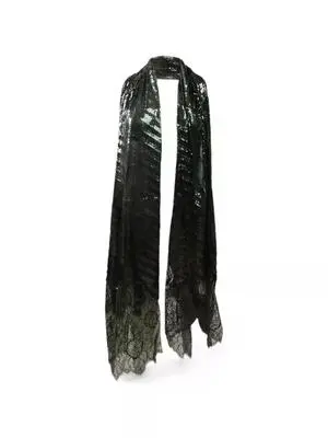 Valentino Garavani Sequin-embellished Lace-trim Scarf - Black