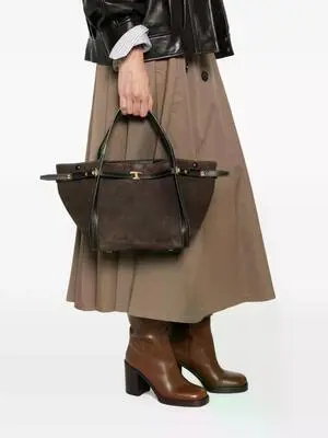 TOD'S T Timeless Suede Tote Bag
