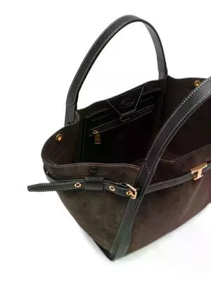 TOD'S T Timeless Suede Tote Bag - Brown