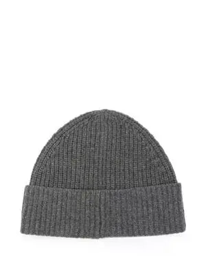 A.p.c. Ribbed-knit Logo-patch Beanie Hat - Grey