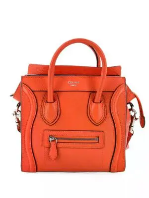 Celine Luggage Bag Grainy Leather Nano Crossbody Bag - Orange