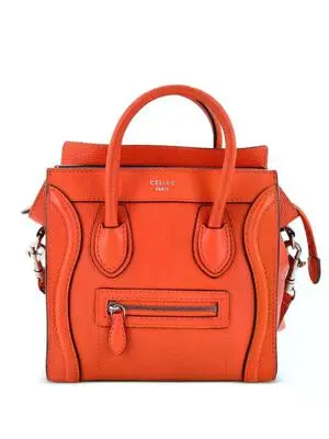 Celine Grainy Leather Nano Luggage Bag - Orange