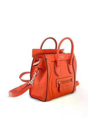 Celine Grainy Leather Nano Luggage Bag - Orange