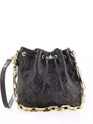 LOUIS VUITTON Coussin Monogram Embossed Lambskin Bucket Bag - Black