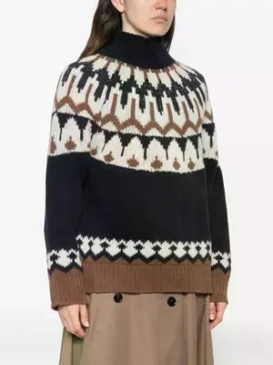 ERMANNO FIRENZE Fair Isle Intarsia High-neck Knit
