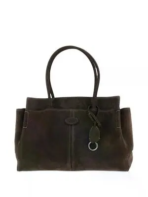 TOD'S Suede Logo-patch Tote Bag - Brown