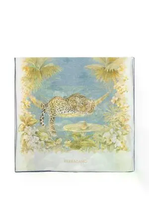 FERRAGAMO Floral-print Leopard-motif Scarf