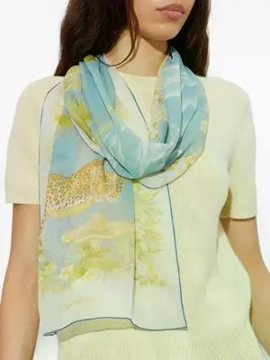 FERRAGAMO Floral-print Leopard-motif Scarf