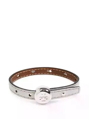Tory Burch Logo-plaque Buckled Leather Bracelet